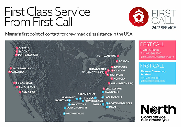 First Call: Disembarking crew for medical treatment in the USA